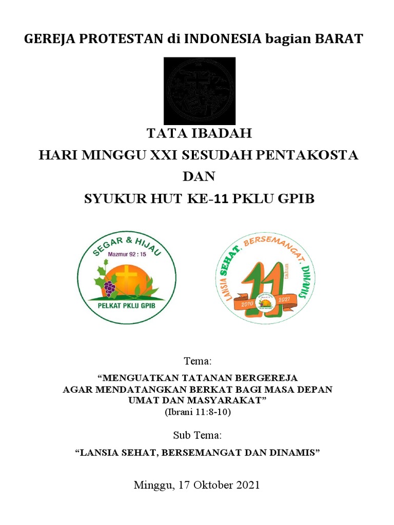 Tata Ibadah HUT KE 11 PKLU GPIB, 17 OKTOBER 2021 | PDF