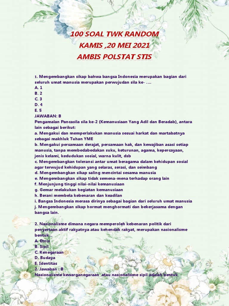 100 Soal TWK Aps Random (20!5!21) - Wps Office | PDF