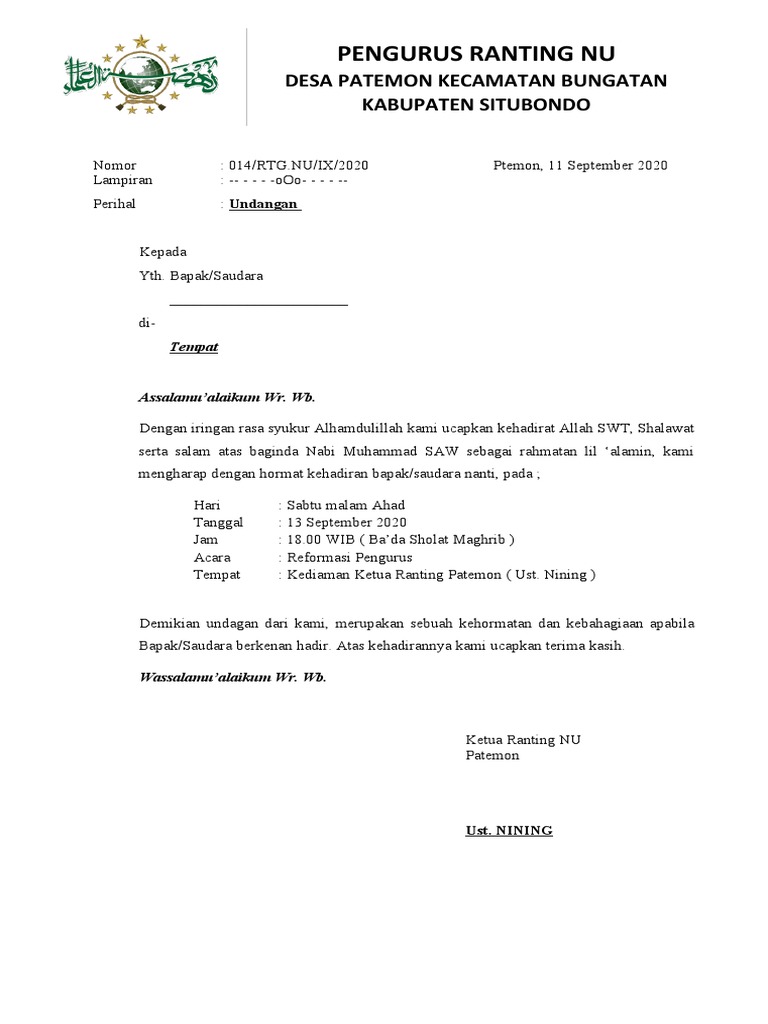 Undangan Ranting Nu | PDF