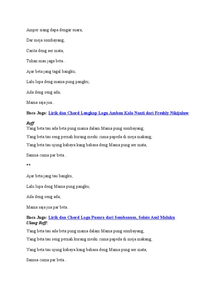 Lirik Mama Pung Sombayang | PDF