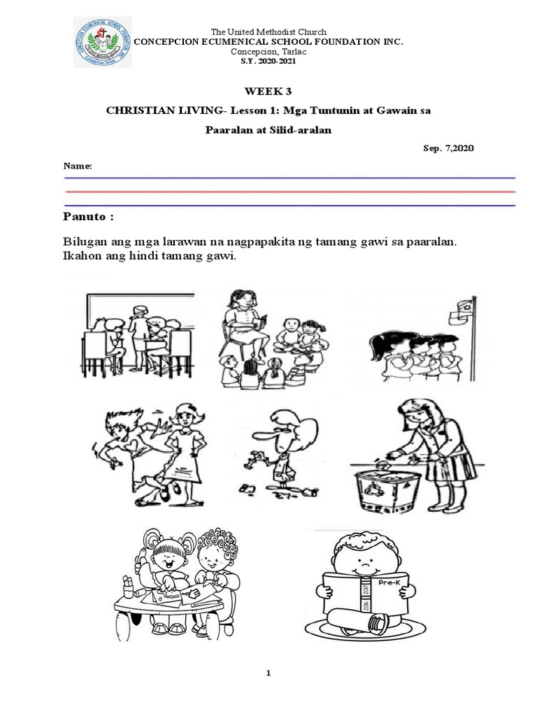 WEEK 3-Kindergarten Worksheets | PDF | Methodism