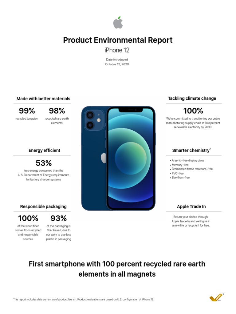Iphone 12 PER Oct2020 | PDF | Recycling | Life Cycle Assessment