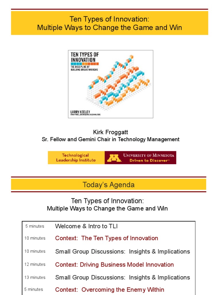 Ten Types of Innovation: Multiple Ways To Change The Game and Win | PDF ...