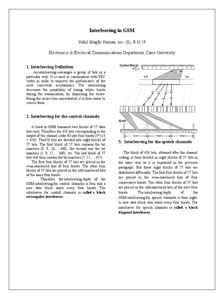 Interleaving Techniques in GSM | PDF | Computing | Electrical Engineering