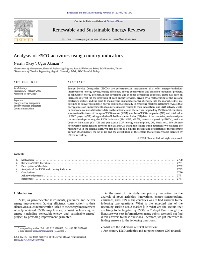 ESCO Activities Analysis by Country Indicators | PDF | Innovation ...