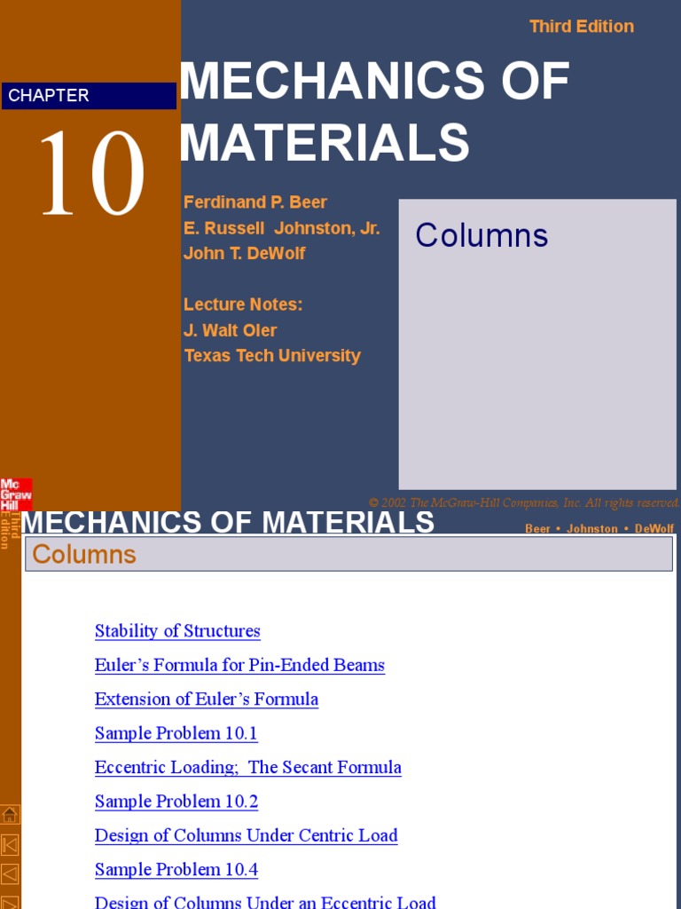 Mechanics of Materials: Columns | PDF | Strength Of Materials | Buckling