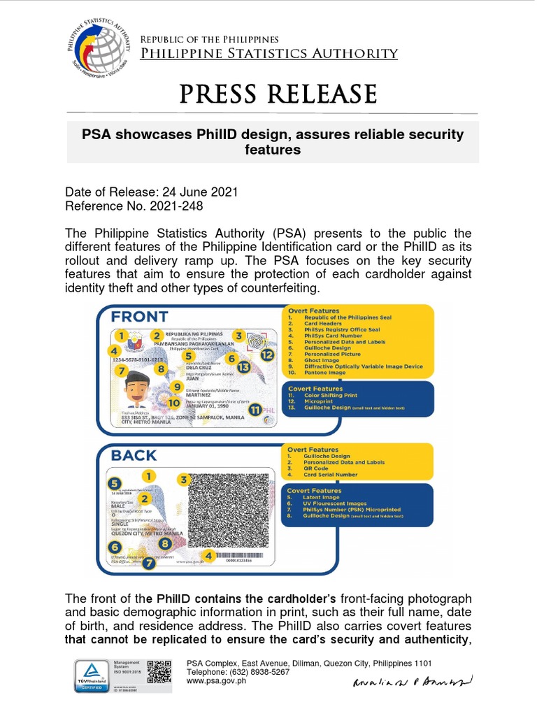 Press Release - PhilID Design - Signed | PDF | Identity Document ...