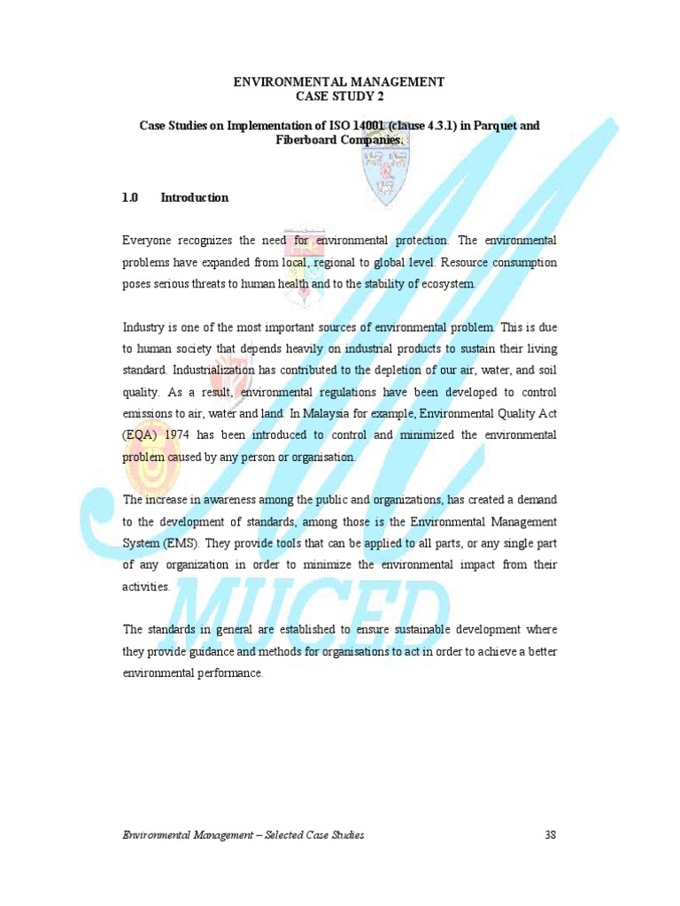 Environmental Management Case Study (ISO14001) | PDF | Air Pollution ...