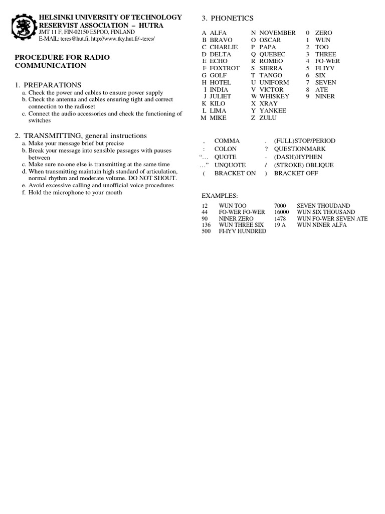 Procedure For Radio Communication | PDF | Communication ...