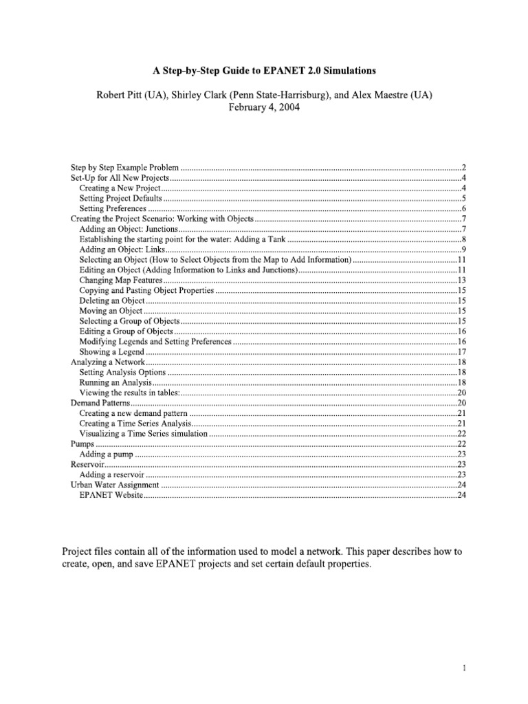 EPANET Quick Tutorial Guide | PDF