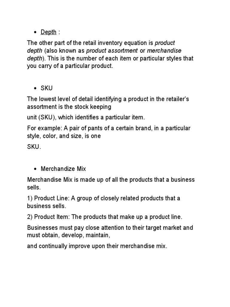 Depth (Also Known As Product Assortment or Merchandise Depth) - This Is ...