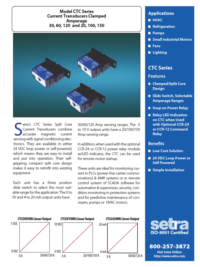 CTC Current Transducer Data Sheet | PDF | Relay | Programmable Logic ...