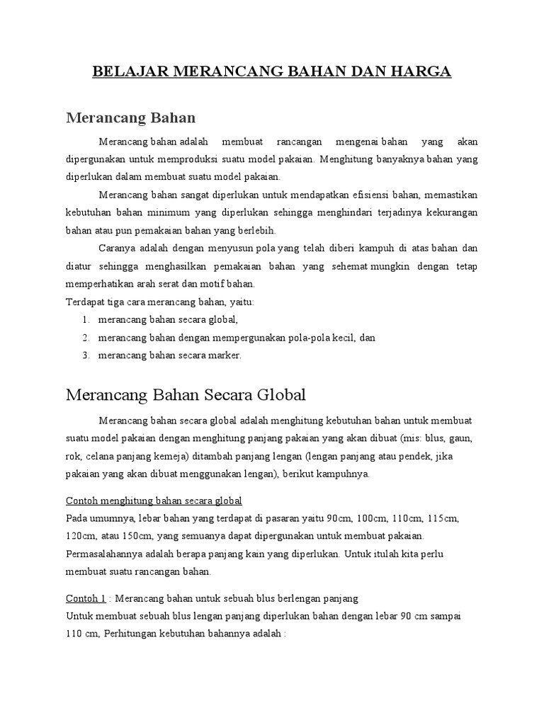 Belajar Merancang Bahan Dan Harga | PDF | Griya & Taman | Gaya Hidup
