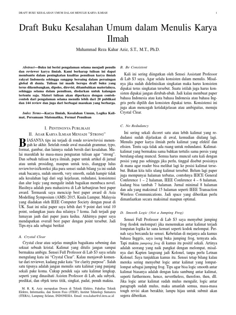 Draft Buku Kelasahan Umum Menulis Karya Ilmiah | PDF