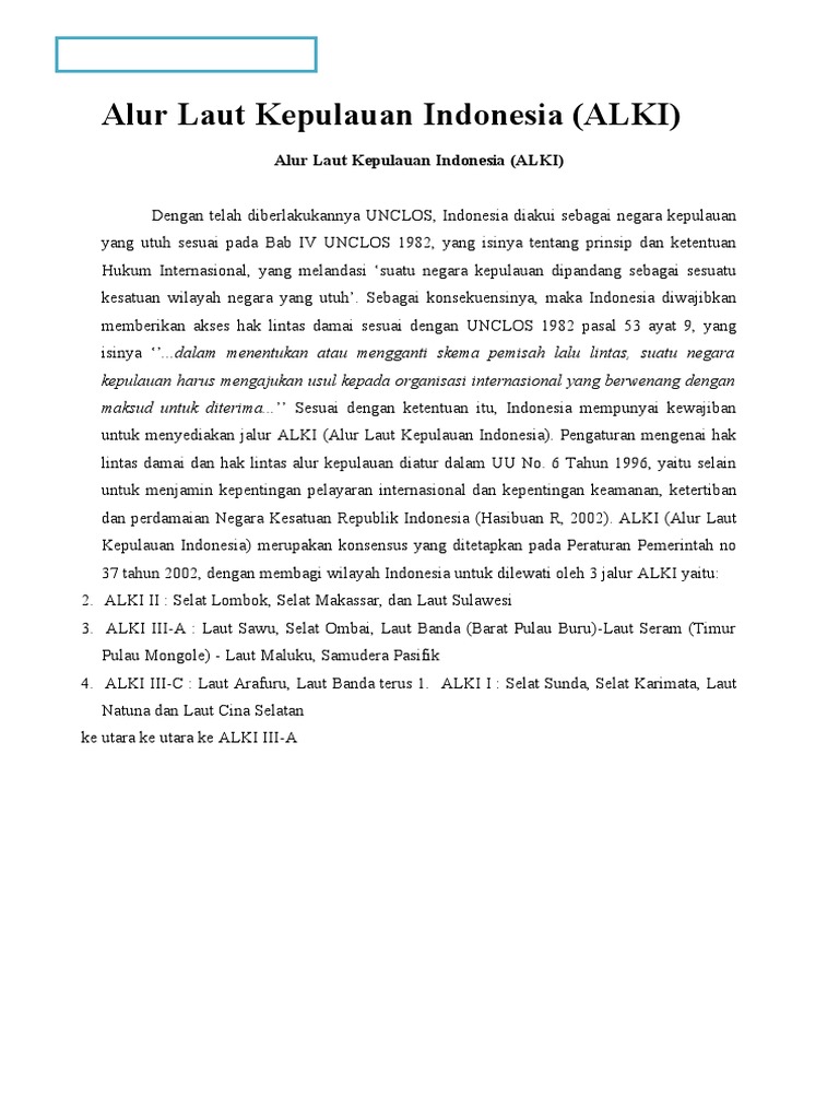 Peta dan Jalur ALKI Indonesia | PDF
