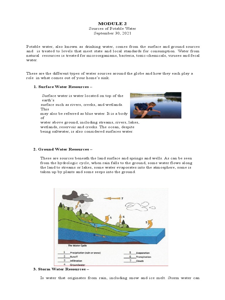 Module 2 - Sources of Potable Water | PDF | Water | Stormwater