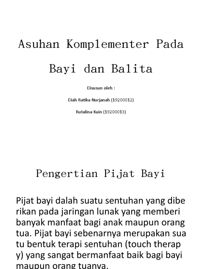 Asuhan Komplementer Bayi Dan Balita | PDF