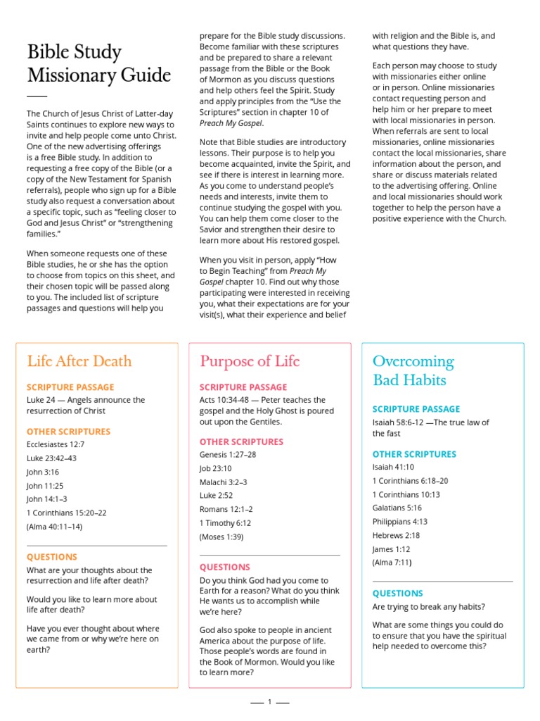 Bible Study Missionary Guide | PDF | Bible | Gospel Of John