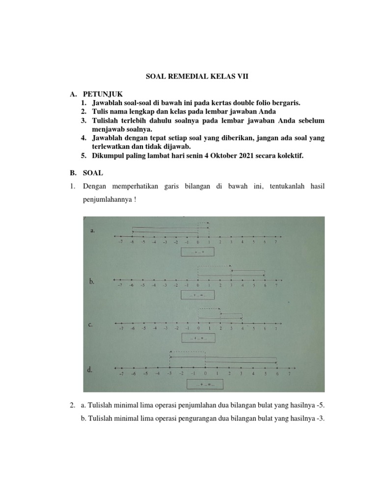 Soal Remedial Kelas Vii | PDF
