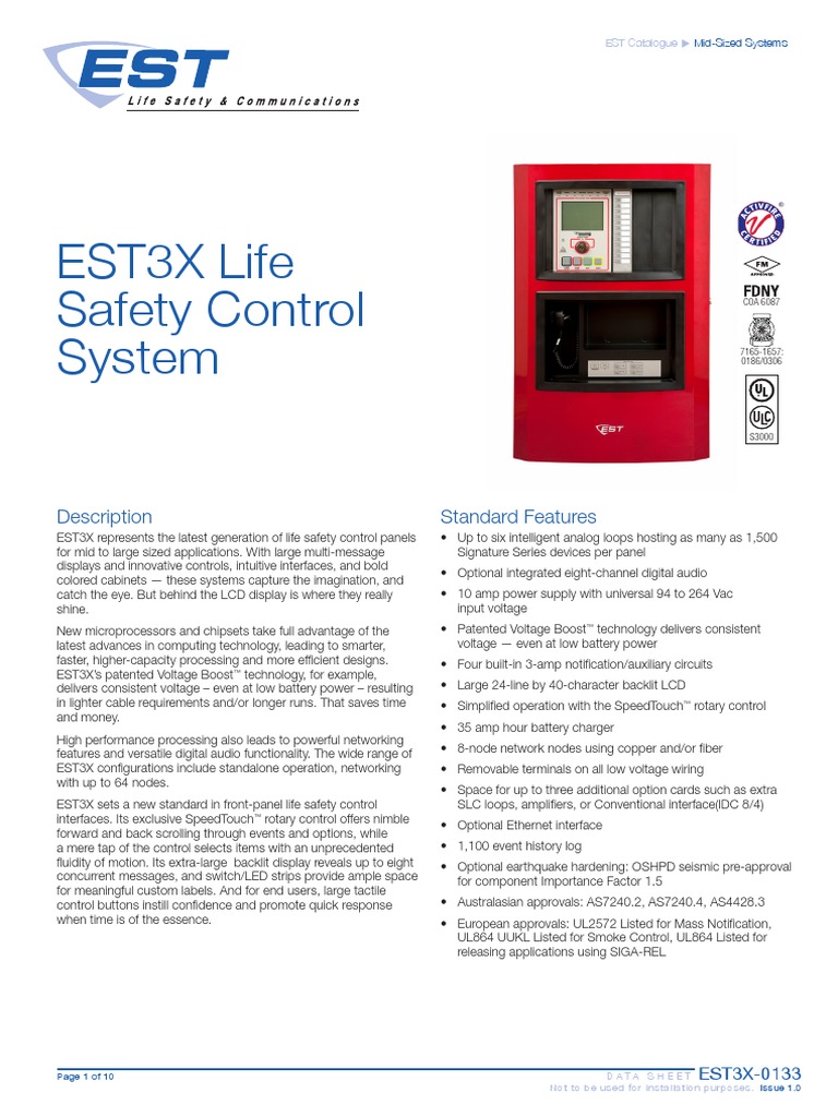 0133 AUST EST3X+Life+Safety+Control+System DS | PDF | Amplifier ...