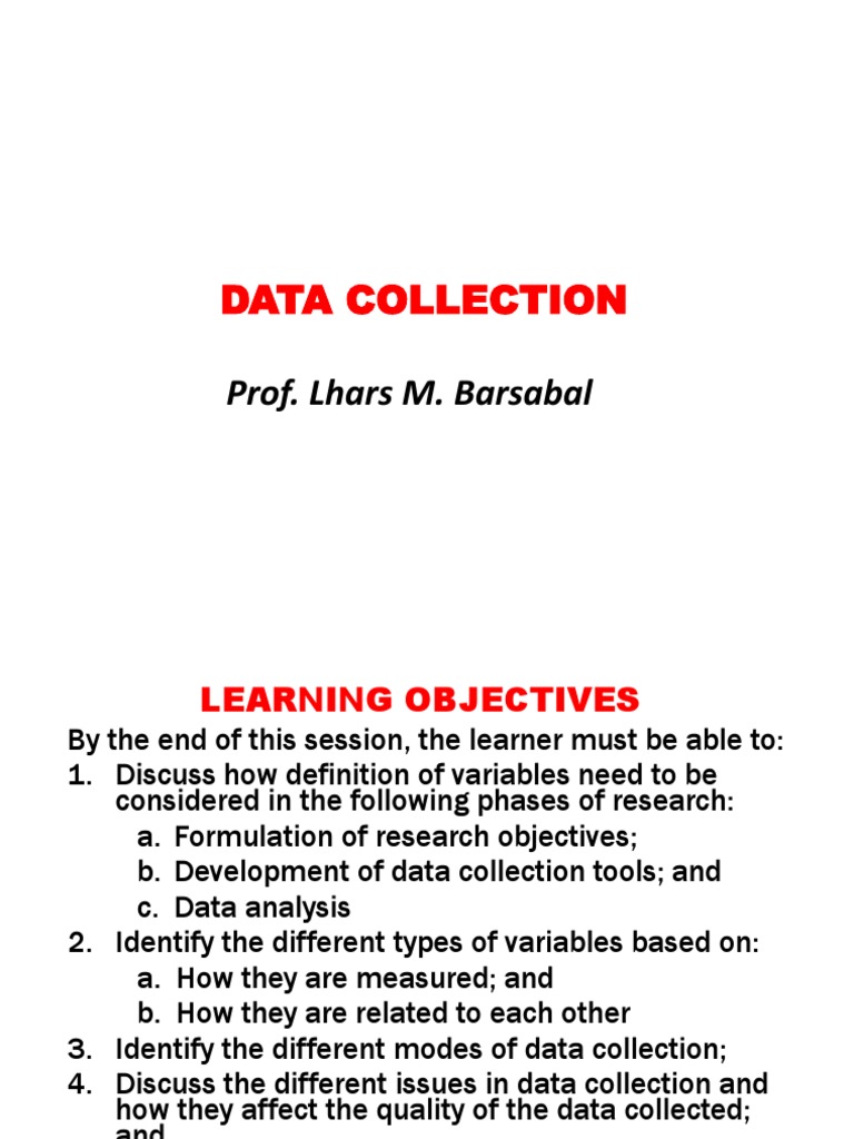 Data Collection: Prof. Lhars M. Barsabal | PDF | Accuracy And Precision ...