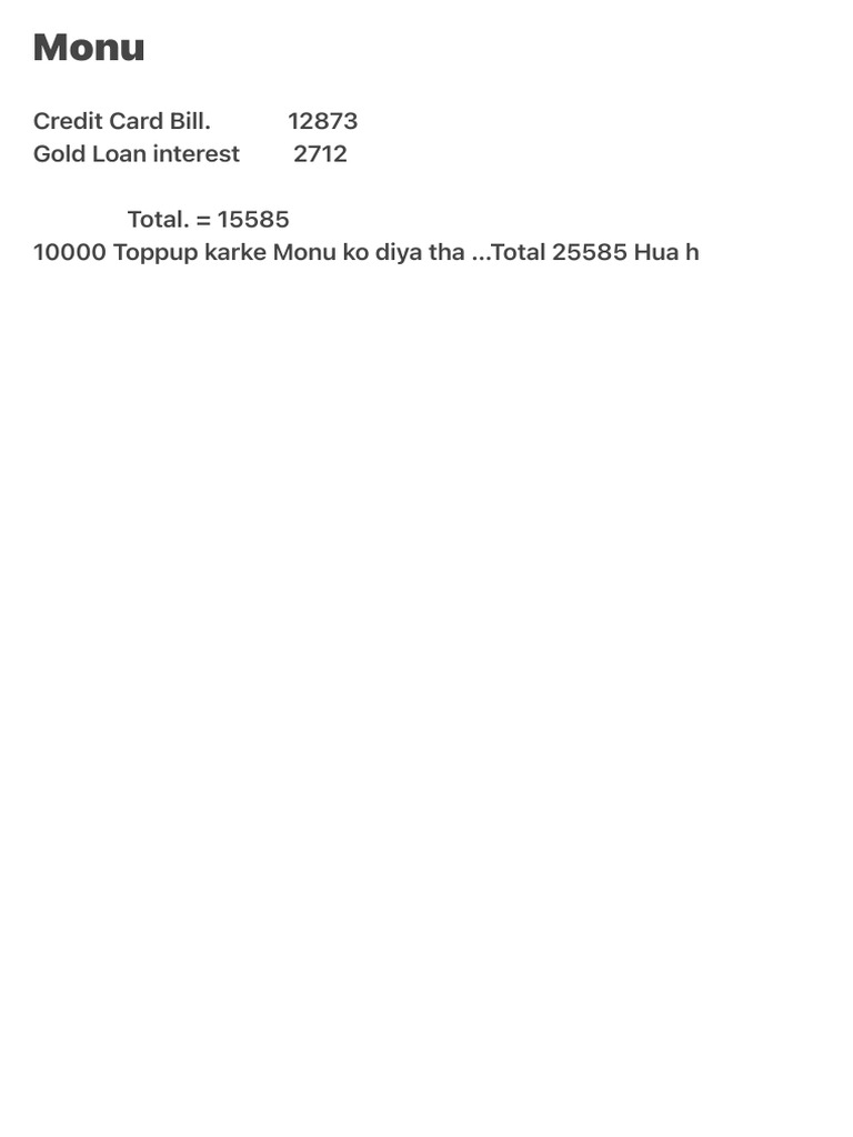Monu's Credit Card and Loan Summary | PDF