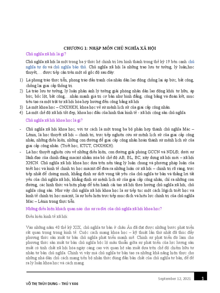 TÀI LIỆU THI MÔN CNXH | PDF