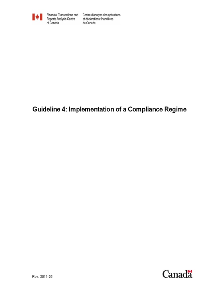 FINTRAC Guideline 4-Implementation of A Compliance Regime 2011 ...
