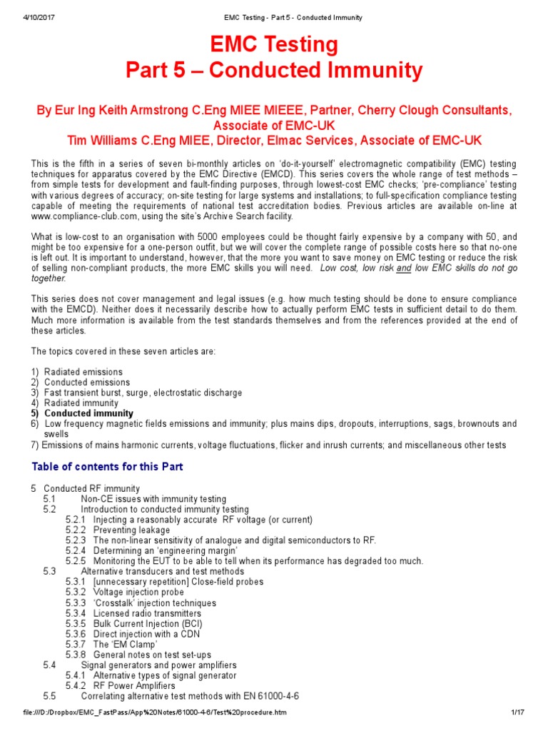 EMC Testing Part 5 - Conducted Immunity | PDF | Amplifier ...