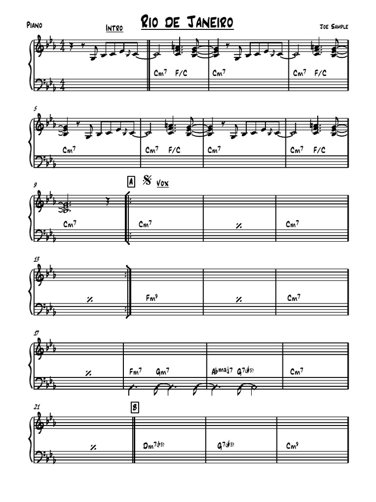 Rio de Janeiro Randy Crawford Piano | PDF