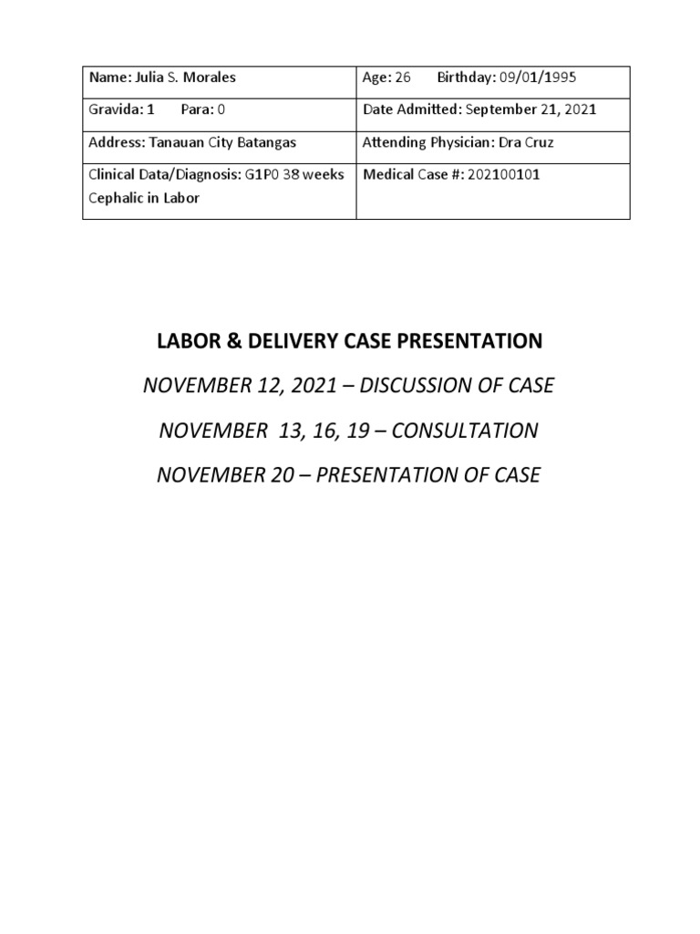 Case Labor & Delivery Care | PDF | Blood Cell | Childbirth