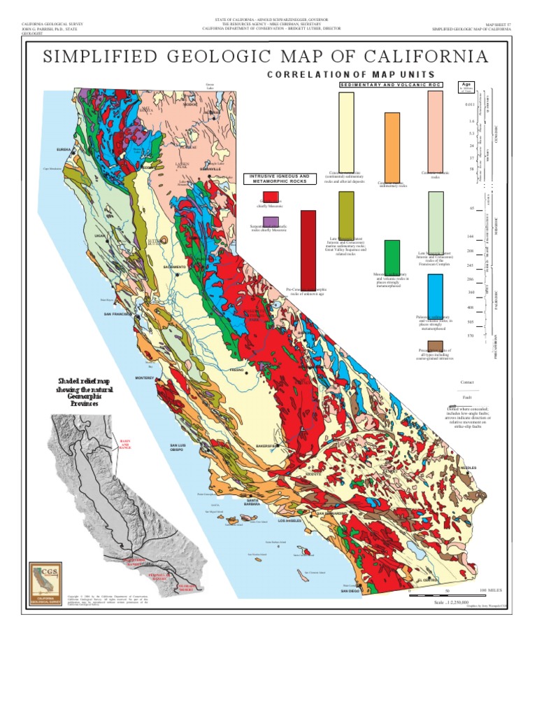 Simplified Geologic Map of California | PDF | Rock (Geology) | Geology
