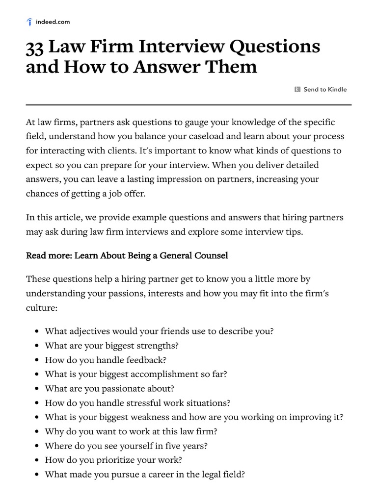 33 Law Firm Interview Questions and How To Answer Them | PDF ...