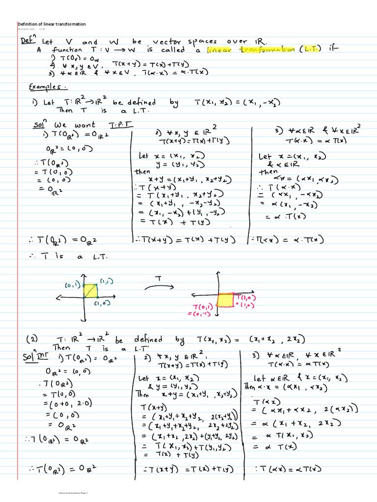 Definition of Linear Transformation | PDF