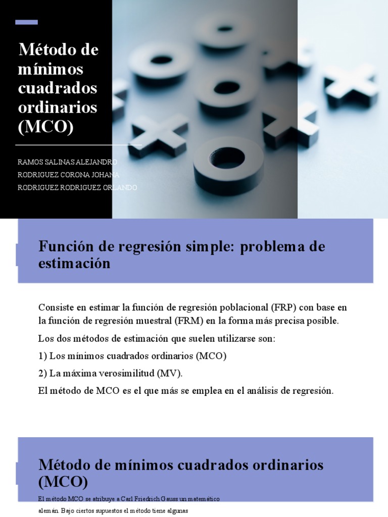 Método de Mínimos Cuadrados Ordinarios (MCO) | PDF | Mínimos cuadrados ordinarios | Mínimos ...
