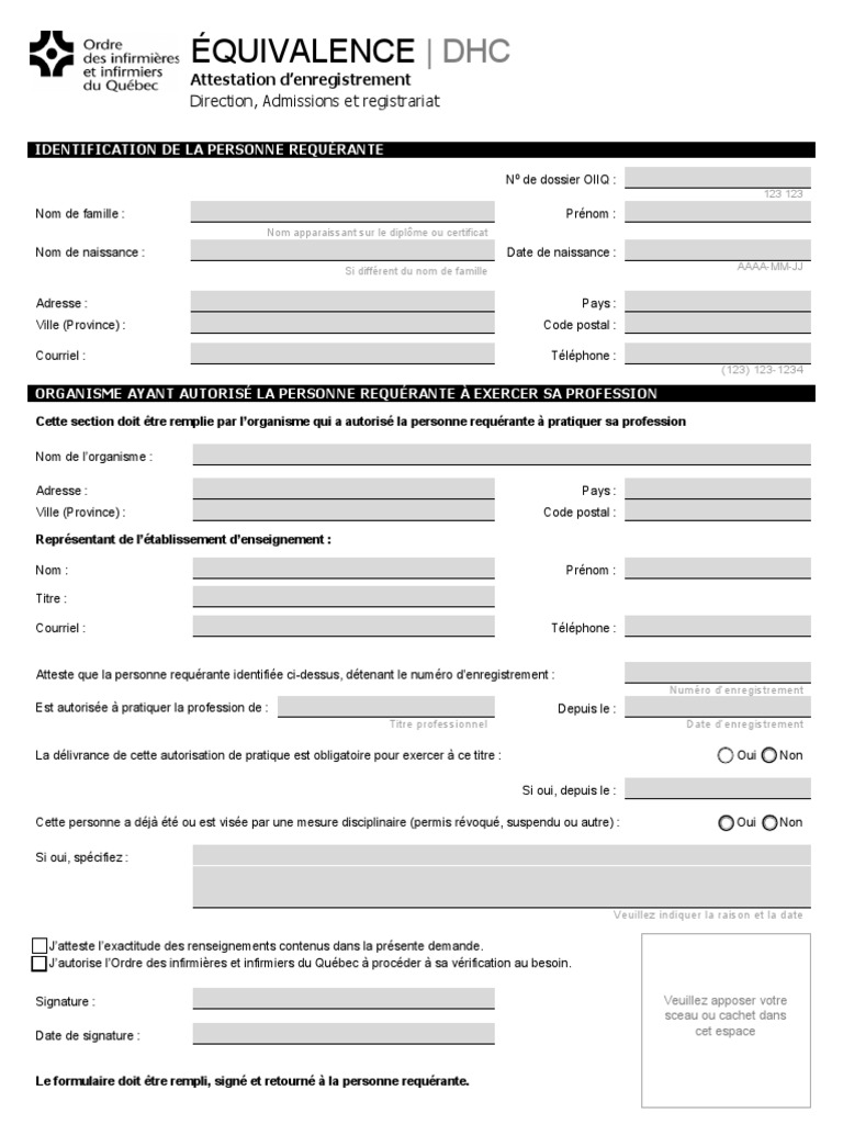 Equivalence Attestation Enregistrement Form FR | PDF | Allaitement