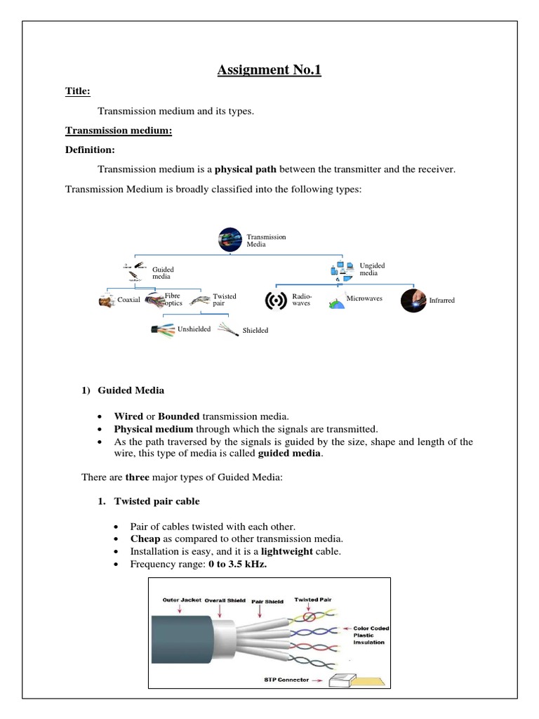 Assignment No1 CNS | PDF | Transmission Medium | Data Transmission