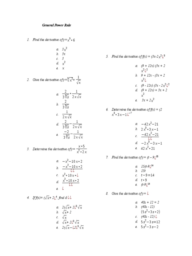 Calculus Derivatives Quiz with Answers | PDF | Teaching Methods & Materials
