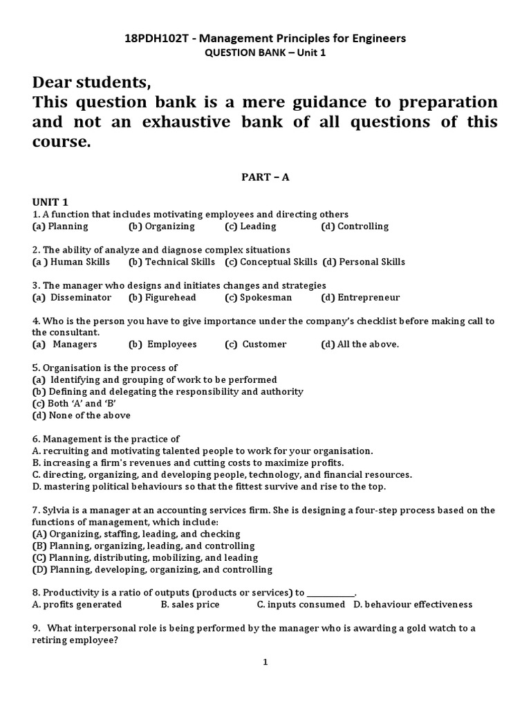 MPE - Question Bank First Unit | PDF | Business | Economies