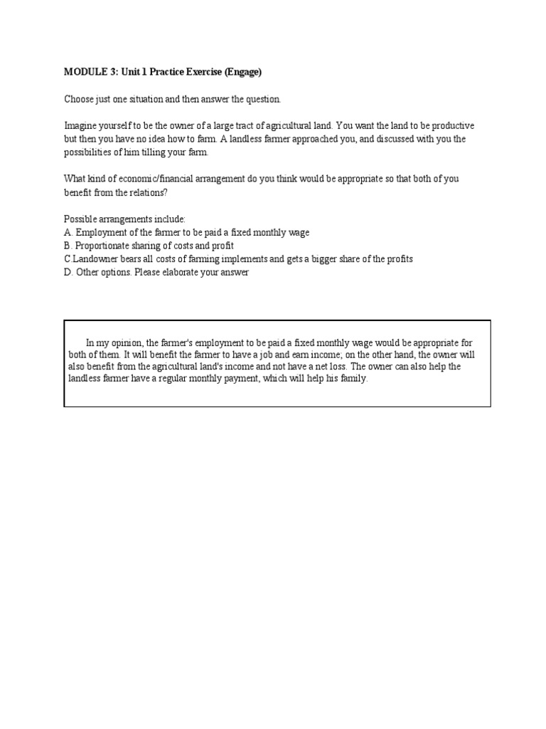 MODULE 3 - Unit 1 Practice Exercise (Engage) | PDF | Career & Growth ...