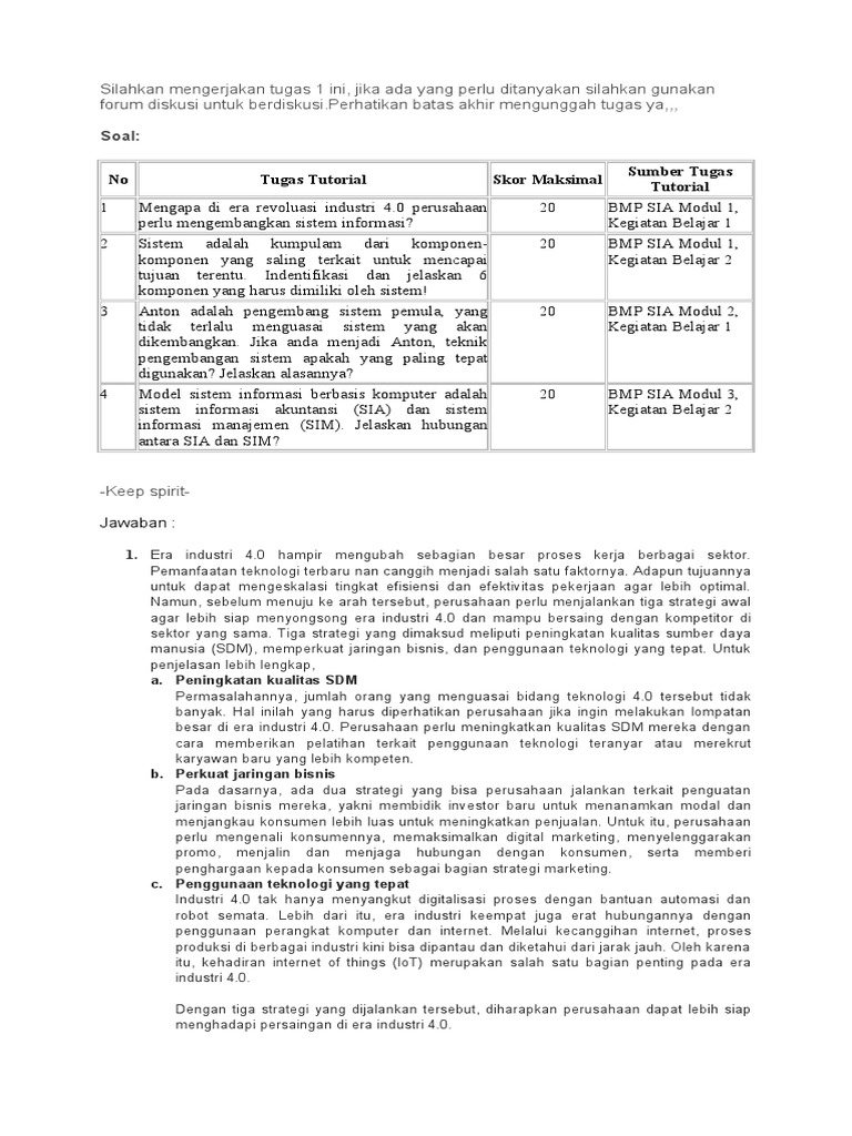 Tugas 1 SIA - Fix | PDF