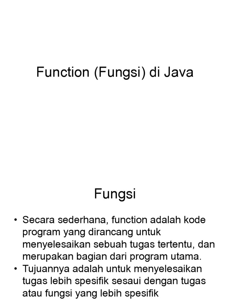 Fungsi Java: Definisi & Jenisnya | PDF | Karier & Perkembangan | Komputer