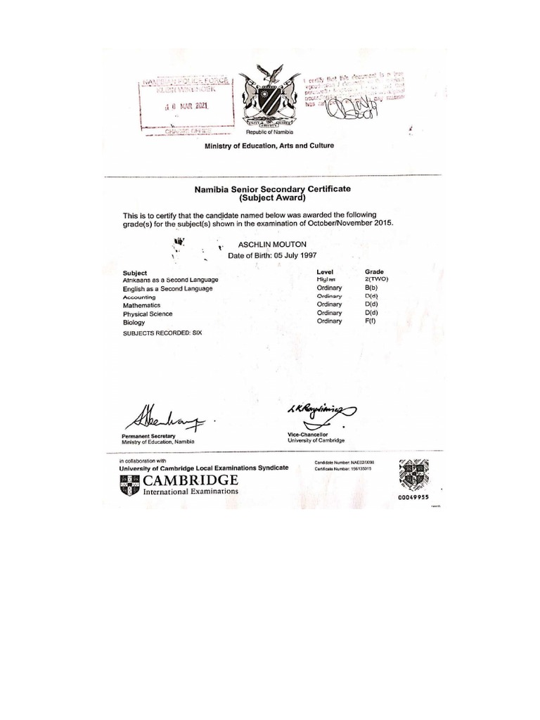 Grade 12 Certificate | PDF