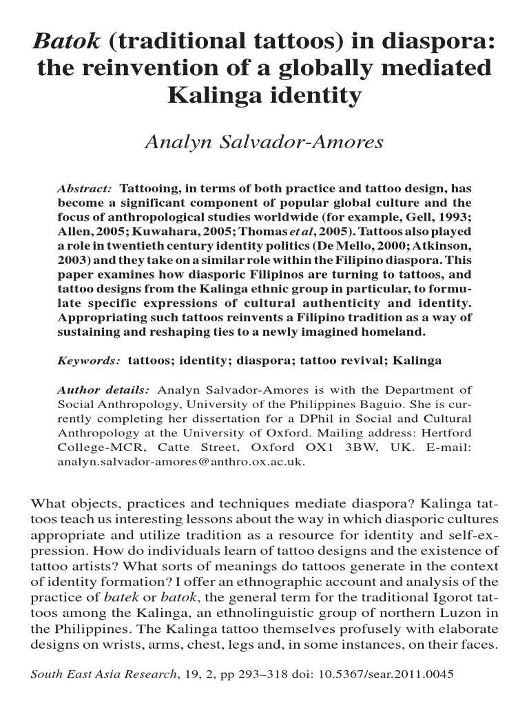 Batok in Diaspora The Reinvention of A Globally Mediated Kalinga ...