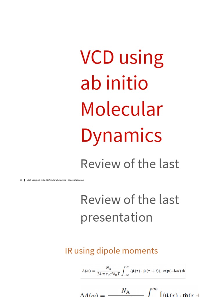 VCD Using Ab-Initio Molecular Dynamics | PDF | Molecular Dynamics | Ab ...