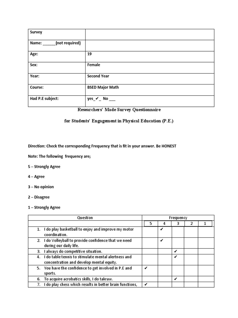 Researchers' Made Survey Questionnaire For Students' Engagement in ...