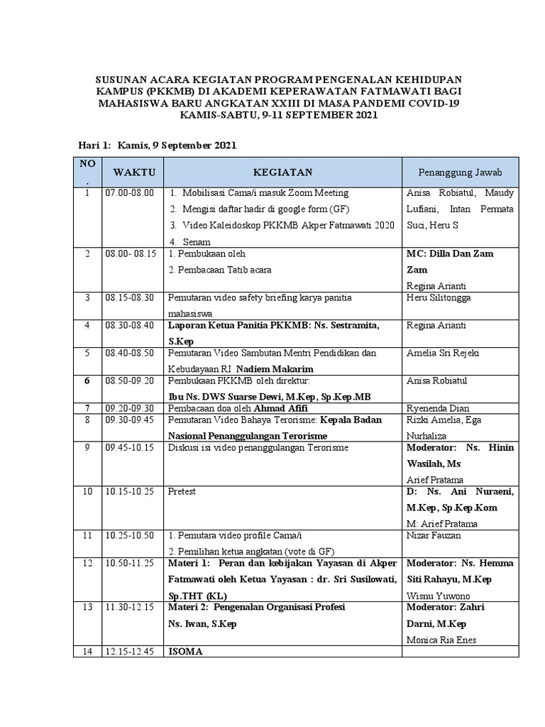 Acara PPKMB - 2021 | PDF