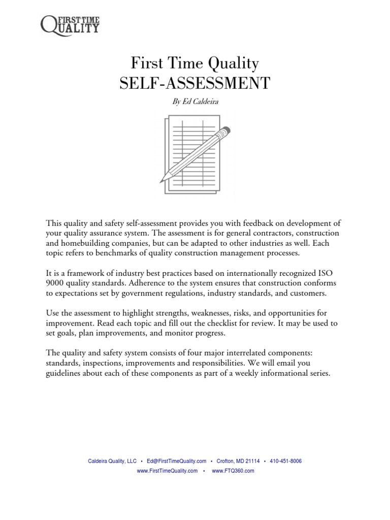 Quality Assurance Self-Assessment Guide | PDF | General Contractor ...