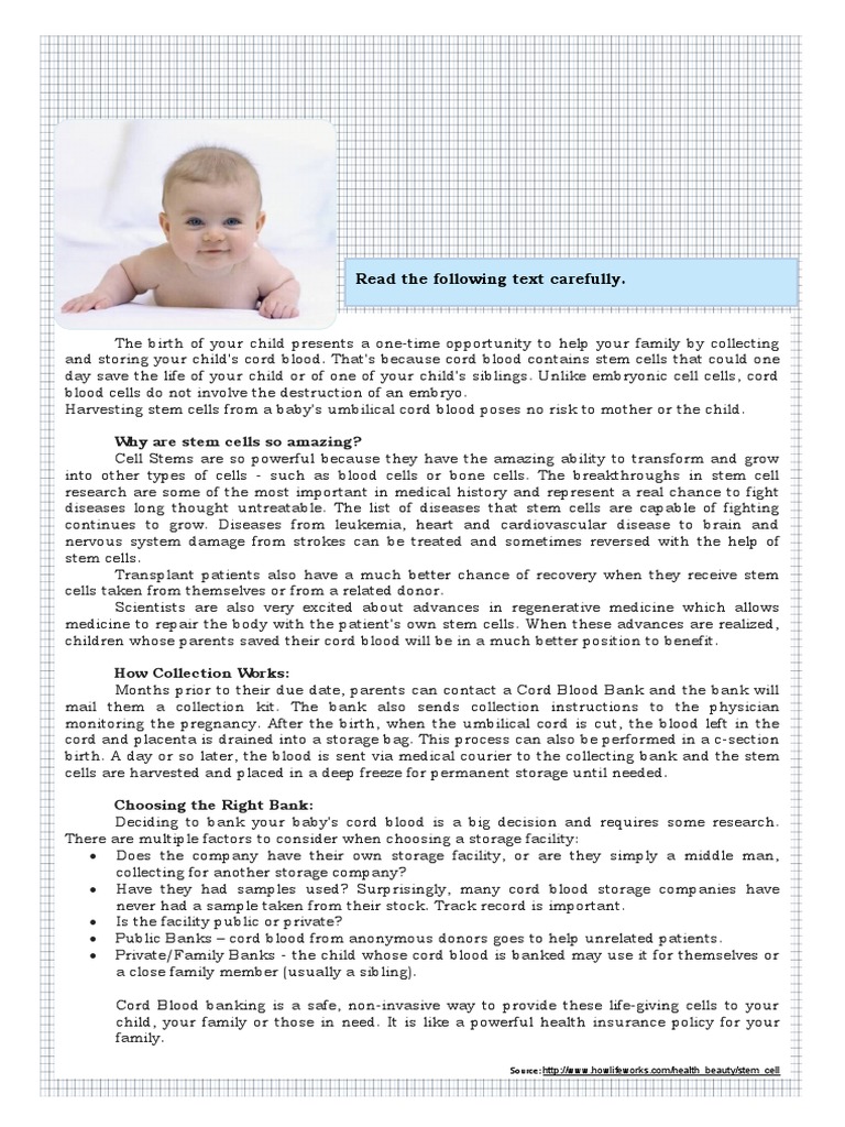 Read The Following Text Carefully.: Why Are Stem Cells So Amazing ...