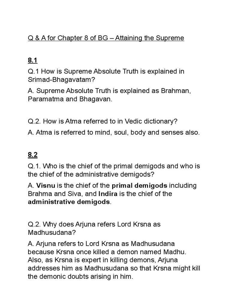 BG Chapter 8 Eng FAQ Final | PDF | Brahman | Krishna